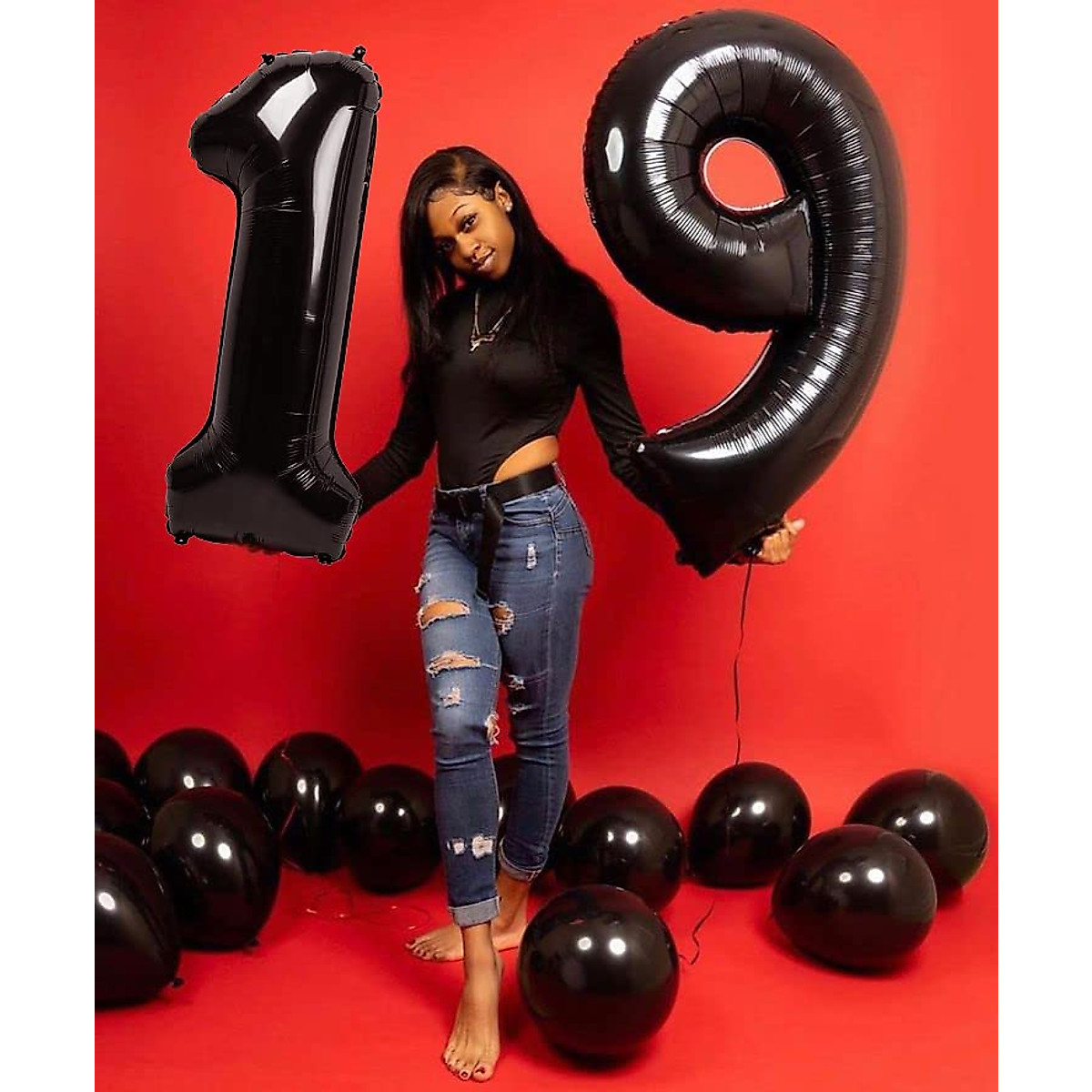 23 Balloon Numbers, 23rd Birthday Decorations for Women Men, Number 32 Balloons 40 In Black Happy 32nd Birthday Party Decorations Jumbo Foil Helium Mylar Balloons for Wedding, Celebration, Graduations
