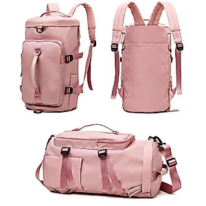 Nezebelle Gym Dance Cheer Sports Duffle Duffel Bag Women Men – Travel Backpack Shoe Compartment Waterproof Multi-Functional Large Capacity Durable Track Gymnastics Bag – Black, Blue, and Pink (Pink)