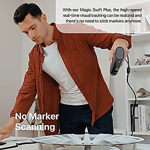 3DMakerpro 3D Scanner—0.1 MM Precision&10 FPS scan Speed Portable 3D Scanner for 3D Printing with Portable Carrying Case - Magic Swift Plus (Mono Luxury Package)