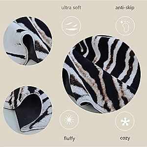 rugoo Zebra Print Rug 6.4 ft x 8.5 ft Black and White Animal Print Rug Animal Printed Rug Cartoon Cute Area Rug Faux Fur Rug Animal Print Mat Carpet for Living Room Bedroom Nursery Sofa