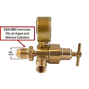 Industrial Argon Regulator/Flowmeter Gauges for MIG and TIG Welders + 5 Feet Hose - SÜA