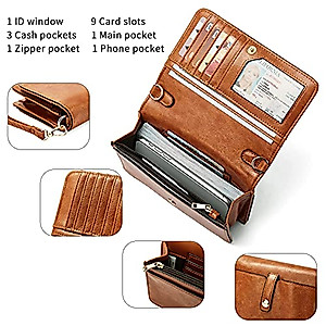 BROMEN Crossbody Bags for Women Small Size Crossbody Purse Wristlet Wallet Purse with Multi Card Slots Adjustable Strap Brown