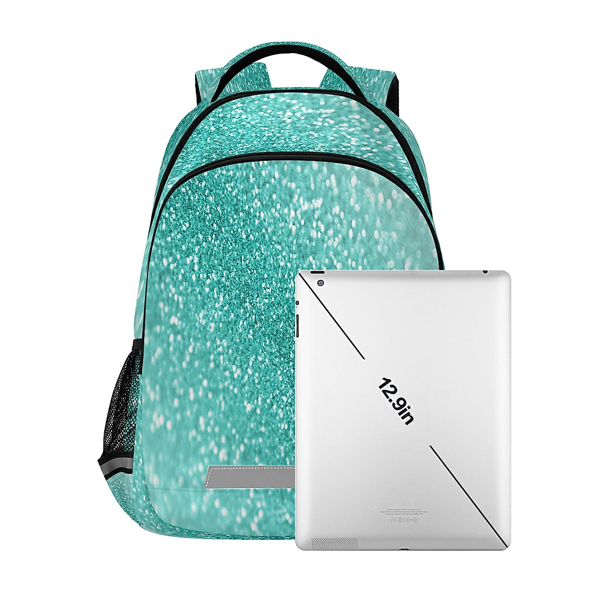 Eionryn Teal Turquoise Sparkle Backpack Aqua Green Laptop Backpacks Book Bags Water Resistant Daypack Durable College Shoulder Bag Sports Travel Day Pack