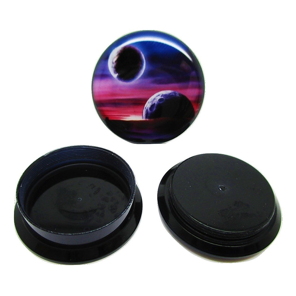 Pierced Republic Purple Planets & Moon Ear Plugs - Acrylic Screw-On - 10 Sizes - Pair (2 Gauge (6mm))