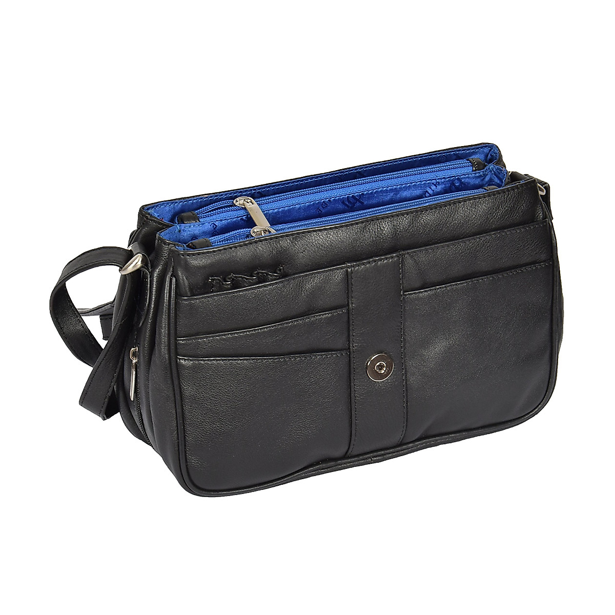 Black Leather Shoulder Bag Womens Classic Flap Over Messenger Casual Handbag Ada