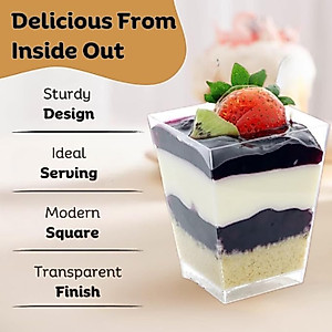 Ro&ario 50 Pack 5 oz Dessert Cups with Lids Parfait Cups with Lids Fruit Cups with Lid Appetizer Cups for Party Mini Dessert Cups Clear Plastic Cups Pudding Fruit Ice Cream Cups