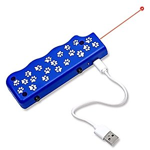 Pet Fit For Life Rechargeable Chaser Safe LED Light Cat Feather Teaser Toy w/ Bird Chirping Sounds