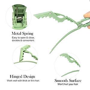 Ondder 24 Pack Alligator Hair Clips for Hair Styling, Coloring and Cutting - Salon Pro Sectioning Clips for Barbers, Women, Men, and Teens - Black, White, Pink, Green