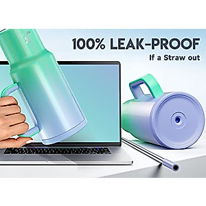 Meoky 40oz Tumbler with Handle, Leak-proof Lid and Straw, Insulated Coffee Mug Stainless Steel Travel Mug, Keeps Cold for 34 Hours or Hot for 10 Hours (Fairyland)