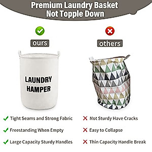 Laundry Basket 2 Pack Waterproof Collapsible Laundry Baskets Freestanding Canvas Fabric Dirty Clothes Hamper Home Bedroom College Dorms (Black Letter) 63L