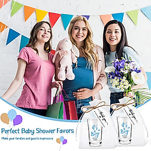 Pickmesh 50 Sets Baby Shower Favors Baby Boy Girl Theme Party Gift Include Short Glasses Acrylic Clear Shot Glasses Thank You Tag Organza Bag Twine Baby Shower Tea Party Favor for Gender Reveal (Boy)