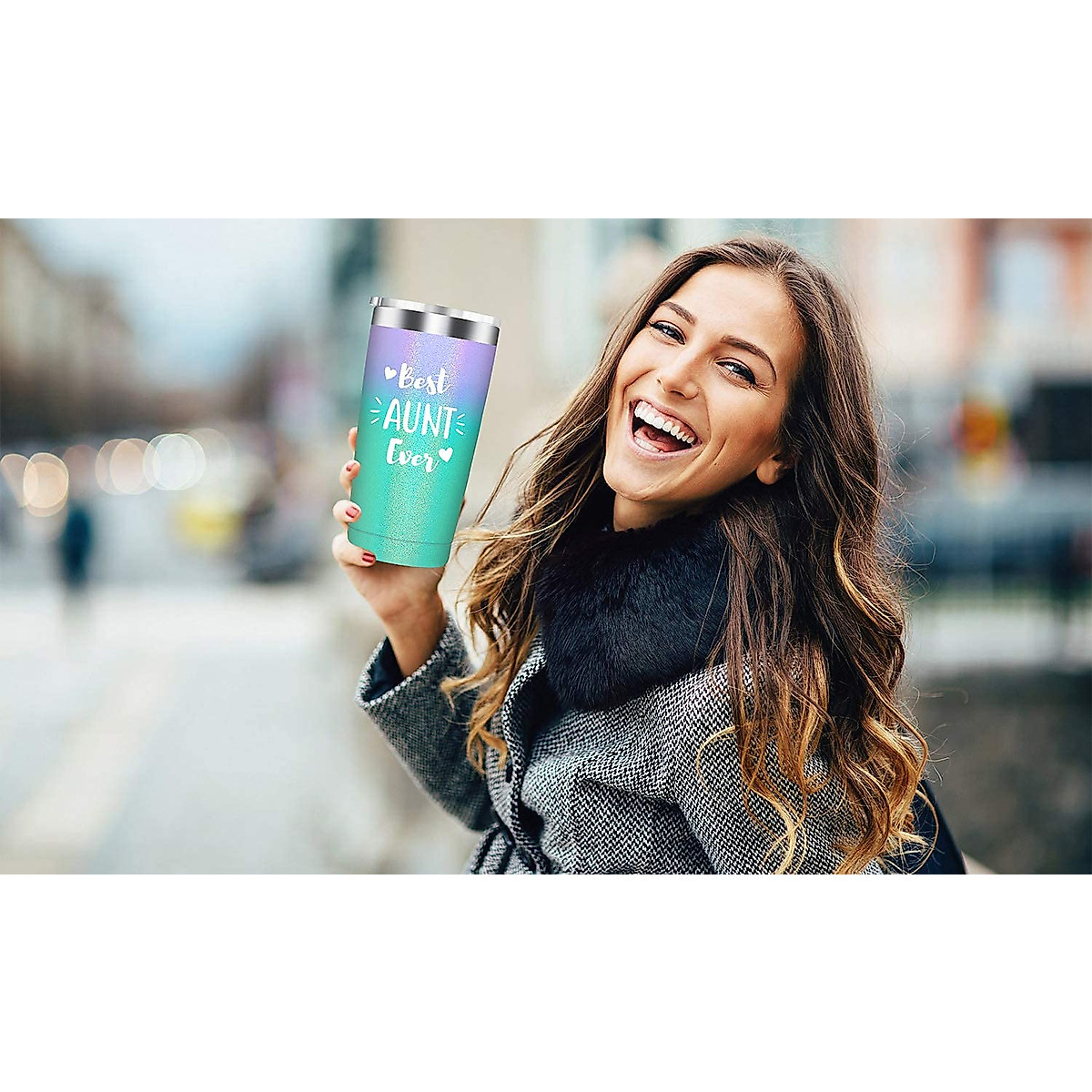 Best Aunt Ever-Stainless Steel Insulated Aunt Tumbler Cup Birthday Christmas Gifts for Aunt from Niece Nephew Gifts for Auntie,Aunt to be,New Aunt,Aunt Pregnancy Announcement 20 Ounce Multicolor
