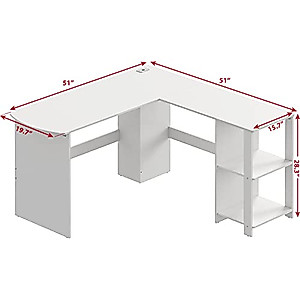 SHW L-Shaped Home Office Wood Corner Desk, White