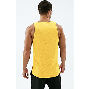 icyzone Workout Tank Tops for Men - Running Muscle Tank Exercise Gym Tops Athletic Shirts(Yellow, M)