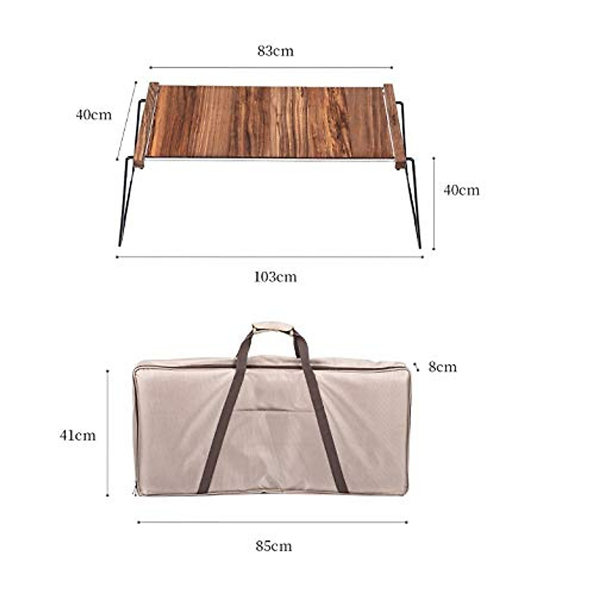 DOUBAO Outdoor Folding Solid Wood Camping Table Stainless Steel Frame Picnic Table Multiple Combinations BBQ Camping Table