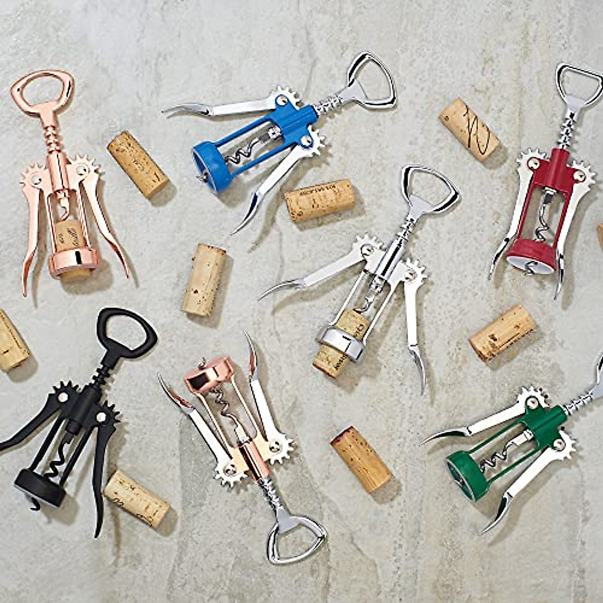 True Soar Winged Corkscrew Wine Opener - Self Centering Worm, Stainless Steel, Manual Wine Bottle Opener, Chrome Silver