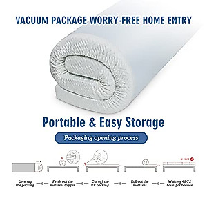 GOBEES 3 Inch Gel Memory Foam Mattress Topper King Size, High Density Cooling Pad Removable Fitted Bamboo Fiber Cover Ventilated Design, Comfort Body Support & Pressure Relief