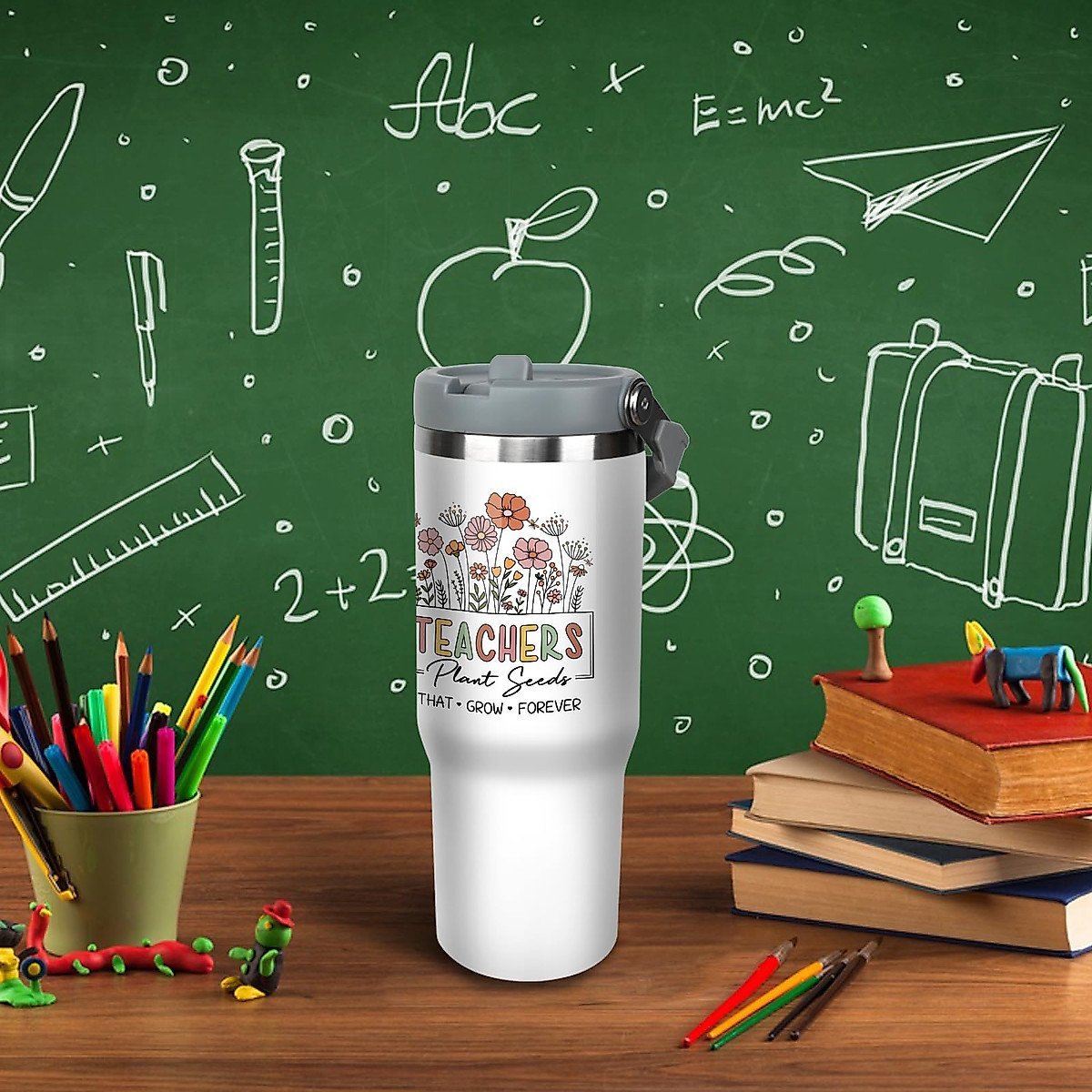 Soeufnwhf Teacher Tumbler Cup, 30oz Stainless Steel Travel Coffee Mug, Best Teacher Gifts for Women & Appreciation Week, Back To School