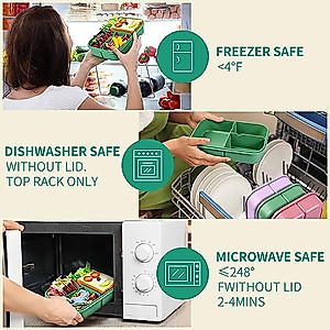 Itopor® Lunch Box,Ideal Leak-Proof Bento Box for Kids & Adults,Natural Wheat Fiber Material,Mom's Top Choice,Kids Lunch Box No BPA & Dyes,Portable & Durable Lunch Container for Family(Green)