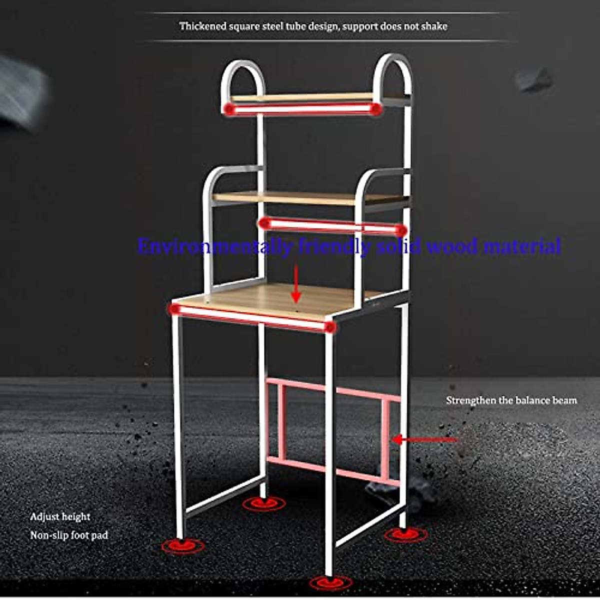 BKGDO Washer Storage Frames Floor Standing Punch Free Suitable for Over Toilet,Steel Tube Washinghine Rack,Floor-to-Ceiling Toilet Rack,Multi-Scene Washinghine Rack Bathroom Storage/White