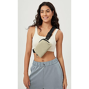 ODODOS Unisex Mini Belt Bag with Adjustable Strap Small Fanny Pack for Workout Running Traveling Hiking, Khaki