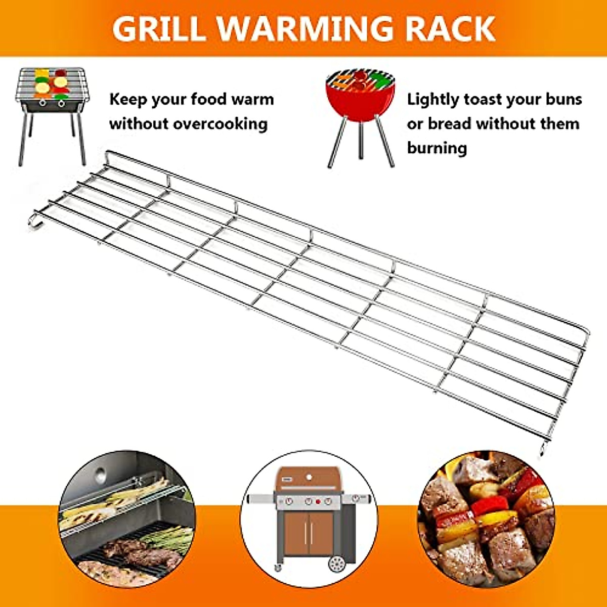 Hisencn 66044 Warming Rack for Weber Genesis II 300 Grill Parts, Genesis II E-310/E-315, II E-330/E-335, II S-310/S-335 Gas Grills, 25'' Warming Rack for Weber Genesis II 300 Grill Replacement Parts