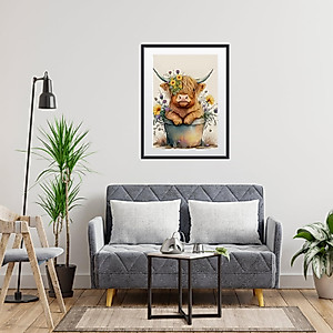 MOGTAA Cow Diamond Painting Kits for Adults, 5D Flowers Cow Diamond Art Kits for Beginners, Full Drill DIY Animal Diamond Dots Kits Crystal Craft for Home Wall Art Decor 12x16 inch