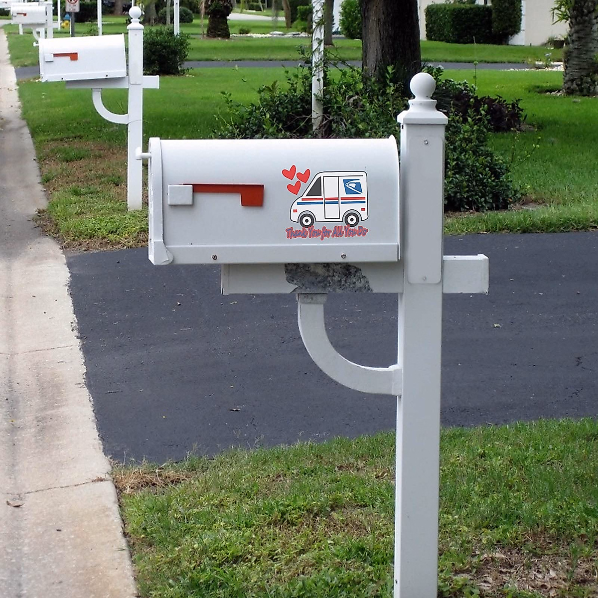 3 PCS Thank You Mailbox Decal, Waterproof Vinyl Sticker with Love and Support for USPS Mail Carrier Mail Truck Sticker (5inch)