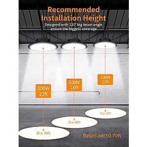 LED High Bay Light, 100W 12000LM UFO LED High Bay Lights with US Plug 5' Cable, Eqv.400W MH/HPS, 6500K Super Bright LED Shop Lights IP65 Area Light Fixture Bay Lighting for Garage Factory Workshop