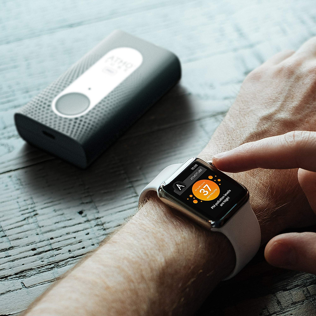 Atmotube Battery Powered Pro Portable Outdoor and Indoor Professional Air Quality Monitor [PM, VOCs, Temperature, Humidity and Barometric Pressure Tester], Pollution Meter