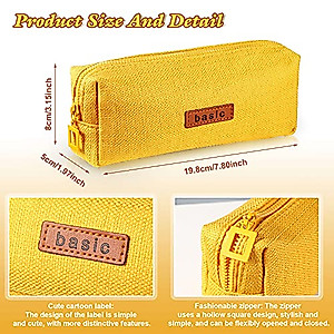 3 Pieces Linen Pencil Cases Stationery Pouch Bags Student Coin Purses Cosmetic Bags Stationery Storage Bags Office Storage Organizers for School Student, Gray, Yellow, Pink, 7.8 x 3.15 x 1.97 Inch