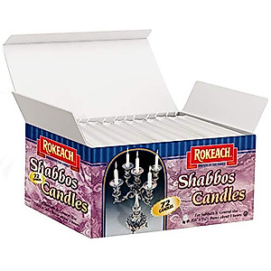 Rokeach Traditional 3 hour Shabbat Candles, 72 Count, White Shabbos Candles for Candlesticks, May also be used as Chanukah Candles