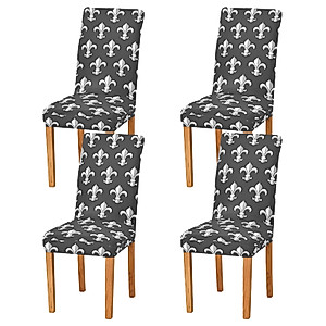 Mardi Gras Dining Chair Covers Set of 2 Spandex Stretch Dining Chair Slipcover for Dining Room Hotel Banquet