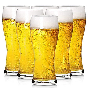 BPFY 6 Pack 16oz Pilsner Beer Glasses, Bar Glassware, Drinking Glasses for Home Kitchen Entertainment