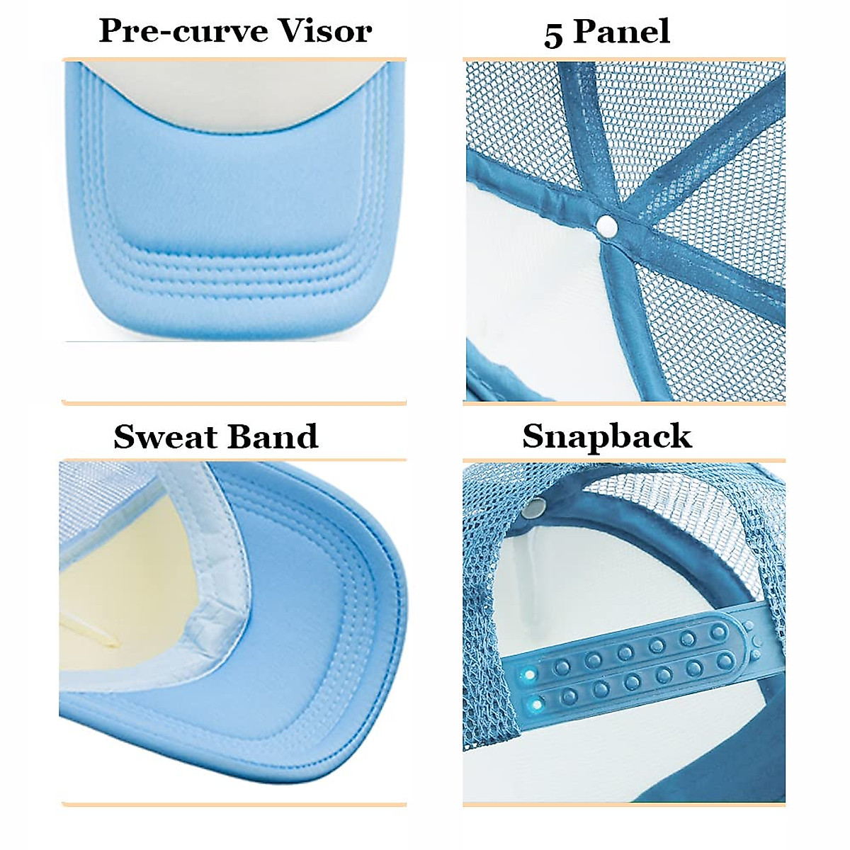 TopTie Kids 5 Panel Mesh Trucker Cap Adjustable Snapback Hat Blank Foam Trucker Hat-Green/White