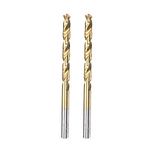 uxcell 4.9mm Drill Bits High Speed Steel Straight Shank 86mm Length Twist Drill Bit Fully Ground Titanium Coated 2 Pcs