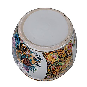 Oriental Furnishings Japanese Satsuma Peacock Vase (10" W x 7.75" H | Base 6.25")