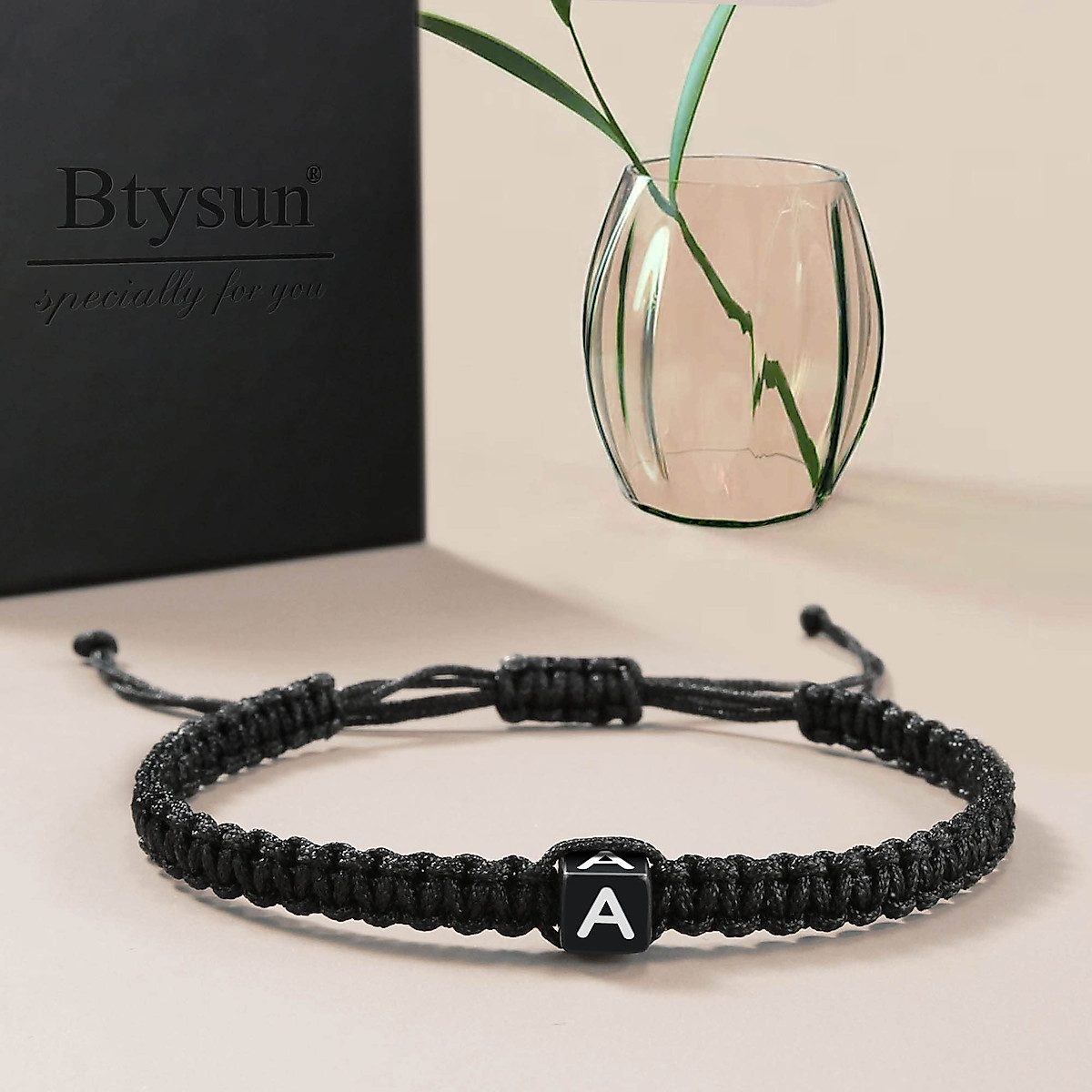 Btysun Initial Bracelets for Women A Link Bracelet Friendship Gifts for Her Girlfriend Mom Handmade Braided Best Friend Bracelet Bff Graduation Mother's Day Mom Jewelry