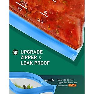 IDEATECH Dishwasher Safe Food Storage Bags Stand Up 18Pack, Reusable Gallon Freezer Bags, Leakproof BPA Free Food Bags Various Size, Reusable Bags for Meals,Lunch,Home Organization Travel(18Pack)