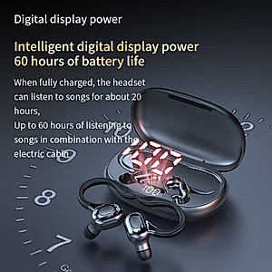 EnBuQINWo 5.2 New Bluetooth Headphones Bone Conduction Wireless Earbuds Noise Canceling Headphones, LED Sports Waterproof Headphones (Green)
