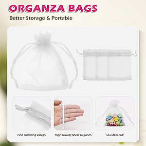 ANZNKU 50 Pack White Organza Bags 3x4 Inch, Mesh Gift Bags Candy Bags Small Mesh Bags Drawstring Favor Bags for Party Wedding Christmas