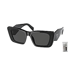 Prada PR08YS 1AB5S0 51MM Black/Dark Grey Butterfly Sunglasses for Women +BUNDLE with Designer iWear Care Kit