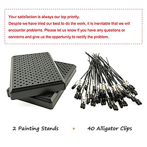 MAY.T Model Painting Alligator Clip Sticks 40PCS with Stand Base 2PCS for Airbrush Hobby Model Parts