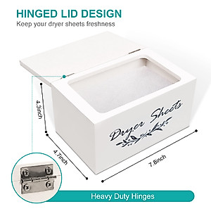 WellSign Dryer Sheet Holder with Hinged Lid for Laundry Room Farmhouse Decor,Wooden Dryer Sheet Container Dispenser,Fabric Softener Sheets Organization and Storage for Home Decor 1PK