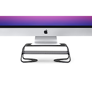 Twelve South Curve Riser Monitor Stand | Ergonomic Desktop Stand with Storage Shelf for iMac and Displays, Matte Black