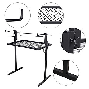 Campfire Grill, Adjustable Camp Grill Over Fire Pit Grill,Multipurpose Cooking Equipment for Camping Outdoor BBQ