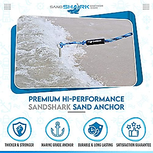 SandShark 18 inch Lite Series Boat Anchor - Shallow Water Anchor Pole - Jet Ski Anchor, Kayak Anchor, Pontoon Boat Accessories for Beach and Sandbar - 316 Stainless Steel w/Handle and Padded Case