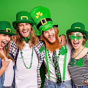 Florideco St. Patrick's Day Accessories Costumes Set With 2 Pairs Earrings 2 Glasses 4 Shamrock Necklace 2 Lucky Bracelets 6 Mustaches 2 Irish Shoulder Strap for Women Irish Party Favors St Patricks Day Decorations