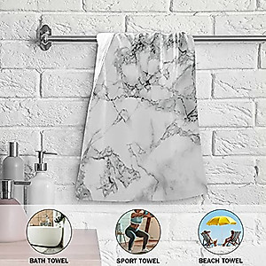 Marble Bath Hand Towel 2 Pcs Absorbent White Marble Prints with Black Hand Towels Granite Marbling Face Towel Soft Marble Stone Fingertip Towel for Bathroom Kitchen Hotel Spa Decor Gift 28.3x14.4in