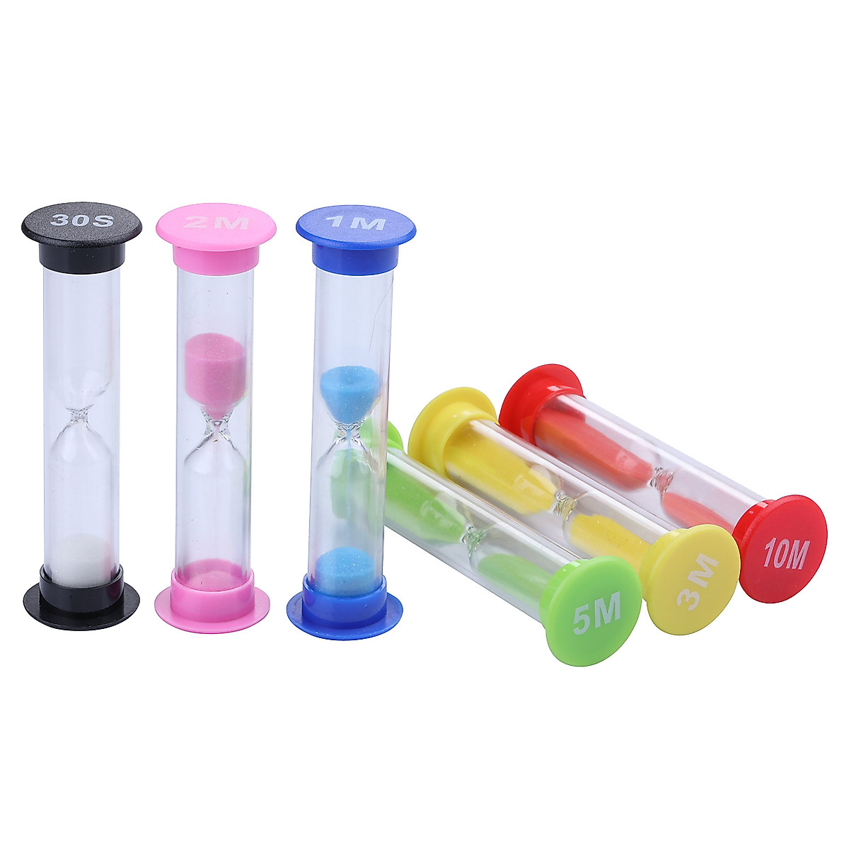 I-MART Plastic Sand Timer Sandglass Hourglass Sand Clock Timer 30 sec, 1 min, 2 mins, 3 mins, 5 mins, 10 mins (Pack of 6)